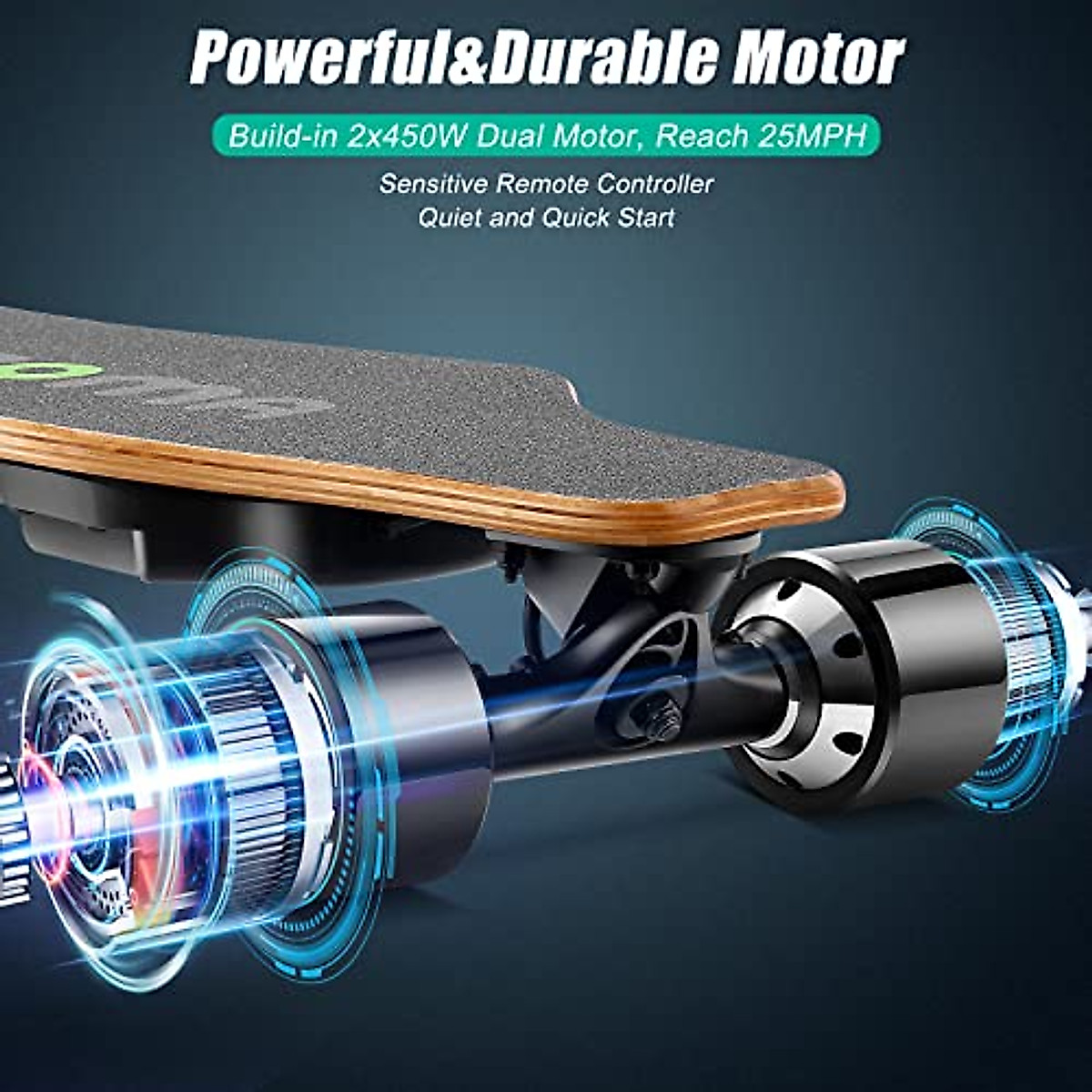 Caroma 900W Electric Skateboards with Remote, 28 MPH Top Speed E Skateboard, 16 Miles Range, 330 lbs Max Load, 12 Months Warranty, Electric Longboard for Adults Teens