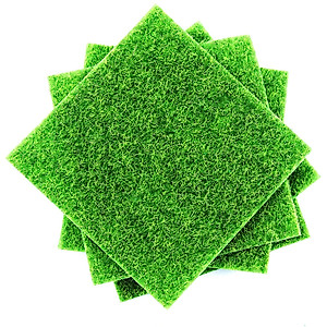 Cayway 28 PCS Artificial Garden Grass and Artificial Moss Rocks Decorative Set, 5.9 x 5.9Inch 12 PCS Fairy Artificial Grass and 15 PCS Green Moss Balls, Floral Scissors for Decoration, Fairy Gardens