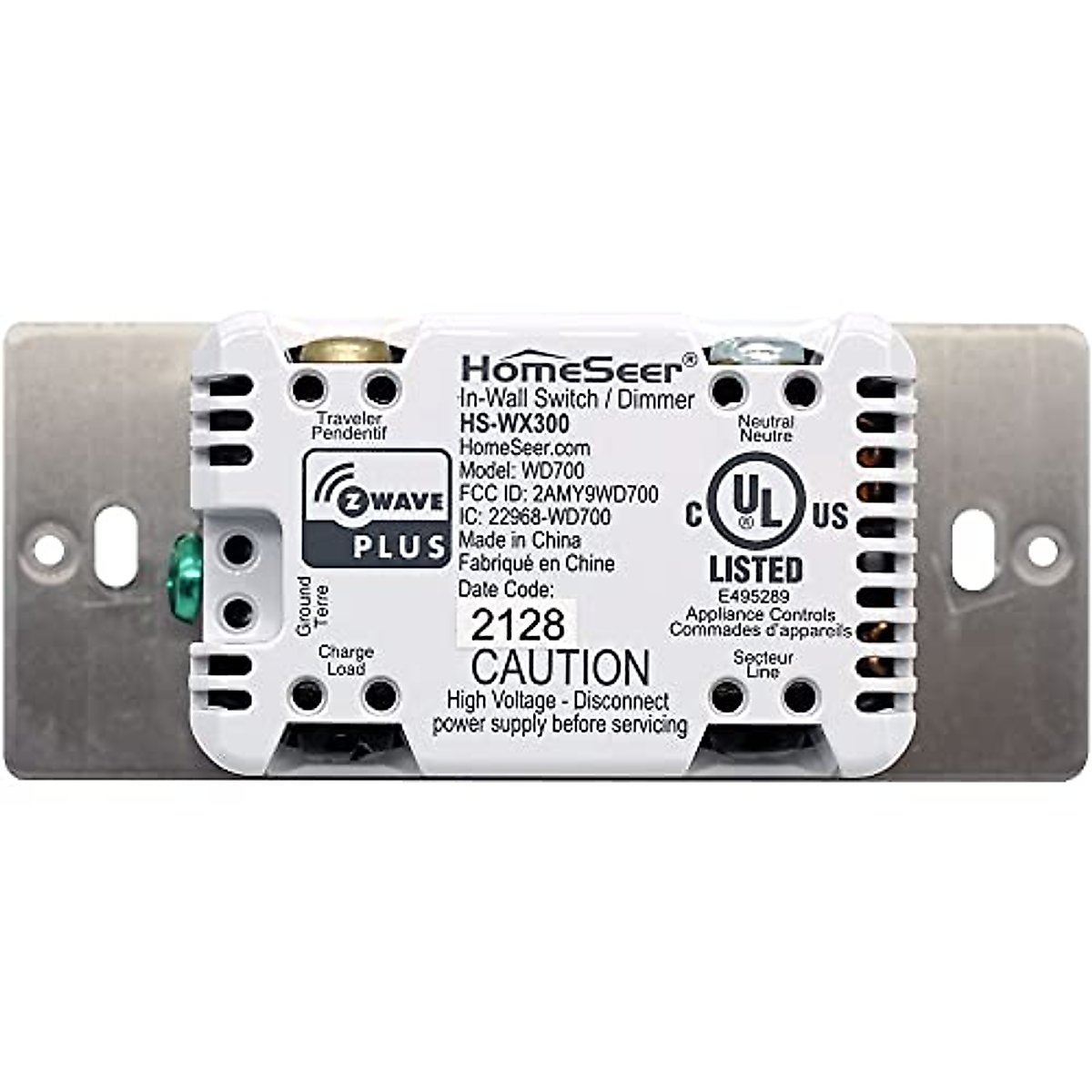 HomeSeer HS-WX300 Z-Wave Plus Smart Dimmer & Switch w/RGB LED indicators, Multi-Tap Automation Triggers | No Neutral Required | Built-in Repeater | Works with Alexa, Google Home & IFTTT | Hub Required