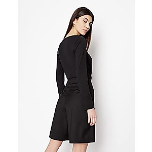 A|X ARMANI EXCHANGE womens Basic Scoop Neck Long Sleeved Tee With Logo on Chest T Shirt, Black, Large US