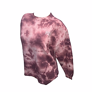 Victoria's Secret Pink Oversize Varsity Crew Sweatshirt Color Ravishing Ruby Tie Dye Size X-Large New