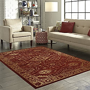 Maples Rugs Georgina Traditional Area Rugs for Living Room & Bedroom [Made in USA], 5 x 7, Red/Gold