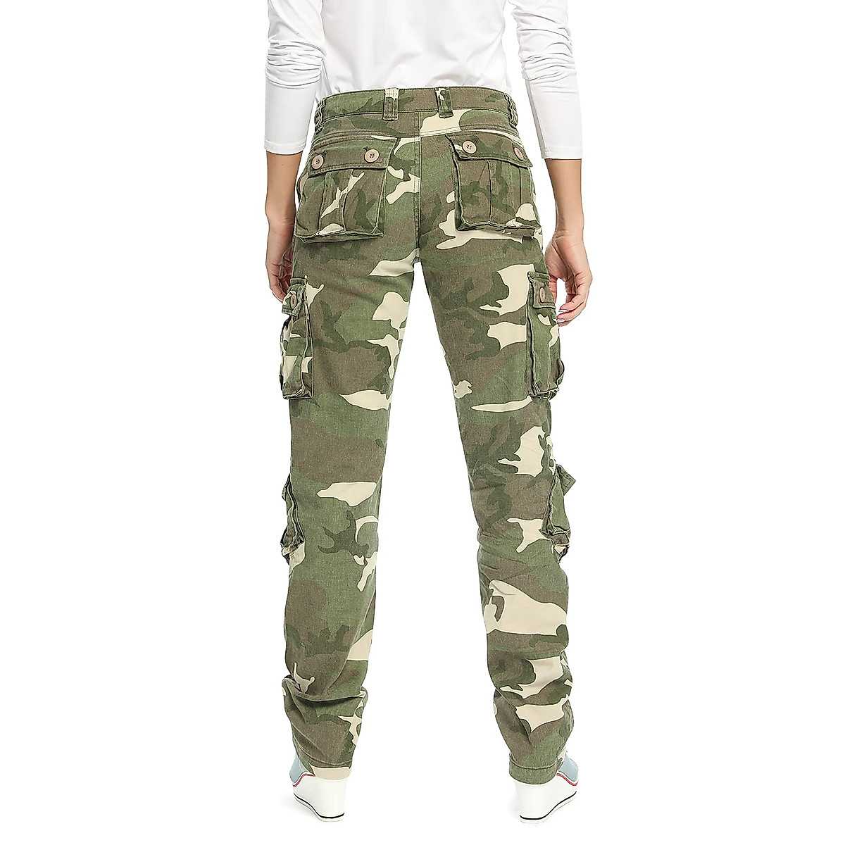 Mesinsefra Womens Cargo Pants with Pockets Outdoor Casual Ripstop Camo Military Combat Construction Work Pants Camo 34-10