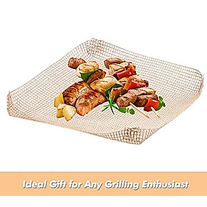 Kamehame Grill Mesh Basket, Pack of 4 Non-Stick Meat Vegetable Grill Tray for Grilling and Baking, Oven Crisper Basket for Crisp up Pizza, Fries, Chips
