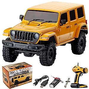 EAZYRC Patriot 1/18 2.4Ghz Crawler RC Car, All Terrain Hobby 4WD Off Road Truck Vehicle Models RTR for Boys Kids - Batteries x2