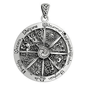 Dryad Design Wheel of the Year Pendant - Pagan Jewelry Wiccan Gift for Men or Women - 1.75" Sterling Silver