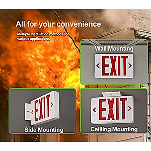 TANLUX Red Exit Sign, LED Emergency Exit Light with Battery Backup, UL Listed, AC 120/277V, Exit Signs with Emergency Lights, Commercial Emergency Lights for Business - 1 Pack
