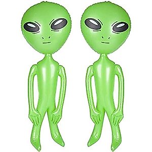 ArtCreativity Green Alien Inflates, Set of 2, Outer Space Decorations, 34 Inch Alien Inflatable Toys, Galactic Birthday Party Favors, Swimming Pool Toys for Kids, Alien Decorations for Kids’ Rooms