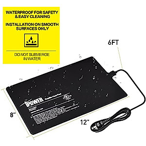 iPower Reptile Heat Pad 4W/8W/16W/24W Under Tank Terrarium Warmer Heating Mat and Digital Thermostat Controller for Turtles Lizards Frogs and Other Small Animals, Multi Sizes