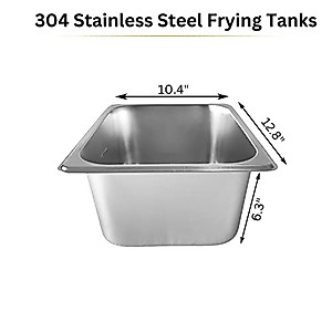 Bioexcel Oil Pan Full Size 6-Inch,Thick Stainless Steel Full Size Commercial Food Oil Tank