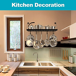 Vdomus Hanging Pot Rack, Wall Mounted Pots and Pans Holder 29.3 by 13 Inch, Kitchen Cookware Organizer for Pots and Pans Storage, 15 Moveable Hooks Square Grid, Silver