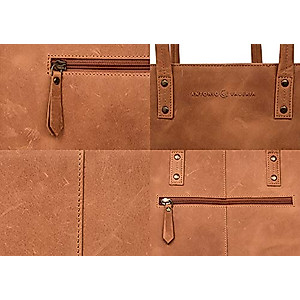 ANTONIO VALERIA Avery Cognac Leather Tote/Top Handle Shoulder Bag for Women