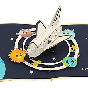CUTE POPUP - Spaceship Birthday Pop Up Card, Nasa Birthday Pop Up Card, Rocket Card Pop Up, Spaceship Moving Solar System – The Perfect 3D Card for Son, Grandson, Nephew