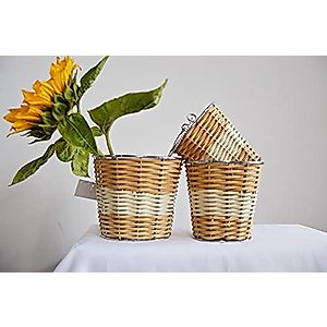 Generl Oval-3 pieces-wicker hand-woven Easter basket 7 inches, 5 inches, 3 inches, with handle) Woven frame-oval willow basket with stainless steel lining