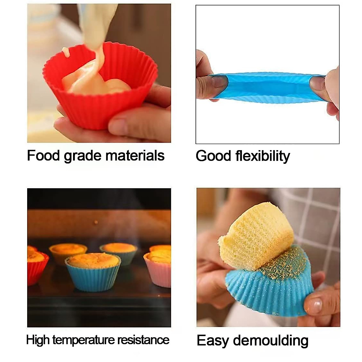 12PCS Silicone Mini Reusable Muffin Baking Cup Small Cupcake Holders Random Color Silicone Cupcake Liners Pastry Dessert Cups Nonstick Liner Molds for Making Muffin Chocolate Bread(Round)