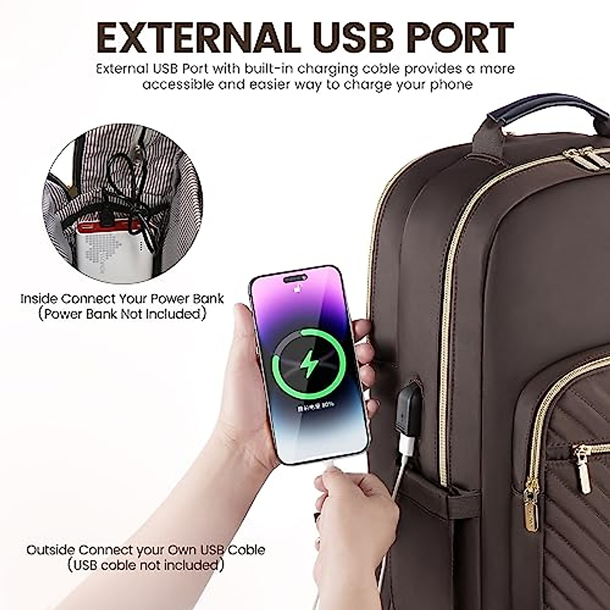 LOVEVOOK Laptop Backpack for Women 15.6 inch,Cute Womens Travel Backpack Purse,Professional Laptop Computer Bag,Waterproof Work Business College Teacher Bags Carry on Backpack with USB Port,Coffee