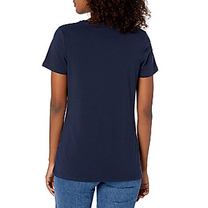 Amazon Essentials Women's Classic-Fit Short-Sleeve V-Neck T-Shirt, Pack of 2, Dark Green/Navy, Large