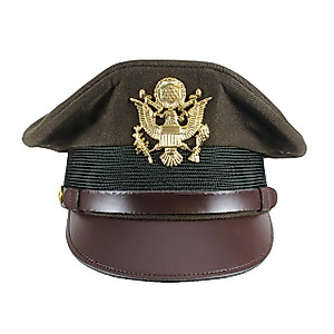 Epic Militaria Replica WW2 US Army Officers Visor Cap - Olive (Large - 58/59 cm)