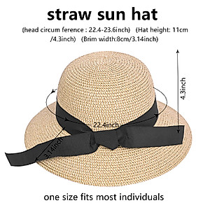 Beach Hats for Women, Sun Hats for Women Straw Hat, UPF 50+ UV Protection Summer Hat, Floppy Wide Brim Hats for Women Foldable