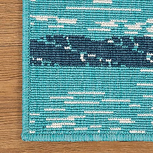 BNM Tropical Leaves Coastal Palm Indoor/Outdoor Area Rug, Sturdy Jute Backing, Perfect for Patio, Backyard, Playroom, Kitchen, Bedrooms, Deck, Dining Room, and Entryway, Pet Friendly, 8' x 10'