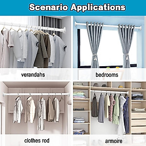 Closet Rod - 30-50 Inches, No Drilling Closet Rod Extender Hanging - White Adjustable Clothes Hanging Bar, with Holder for Closet, Bathroom, Windows(with Holder)