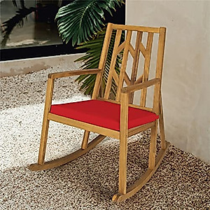 WYFDP Rocking Chair Acacia Wood arm Cushion Sofa Garden red