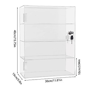 Clear Acrylic Display Case,4 Layer Transparent Countertop Showcase,Protection Showcase with Lock for Toy Collectibles Office Retail Store Safe Storage Sunglasses Toys… (Style 1)