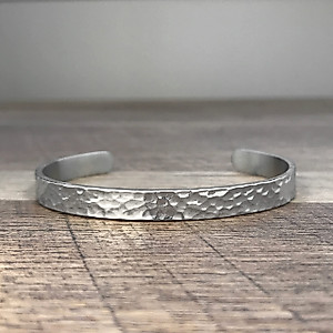 Loralyn Designs Stainless Steel Hammered Texture Cuff Bracelet Womens, Grey