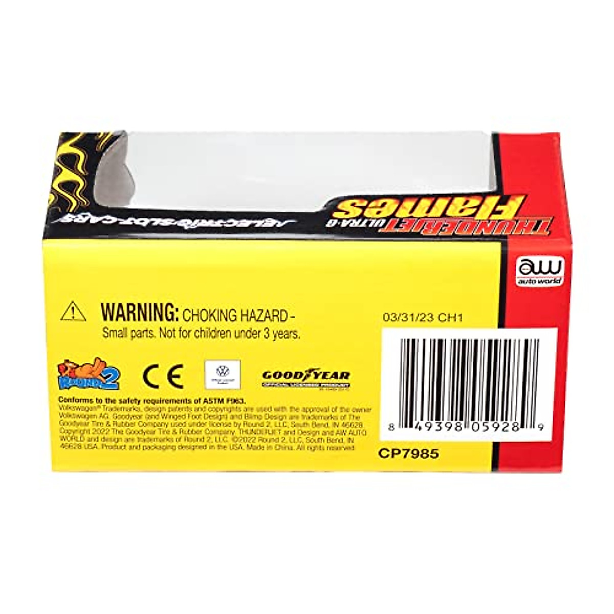 Auto World Thunderjet 1965 VW Beetle (Black w/Yellow Flames) HO Slot Car