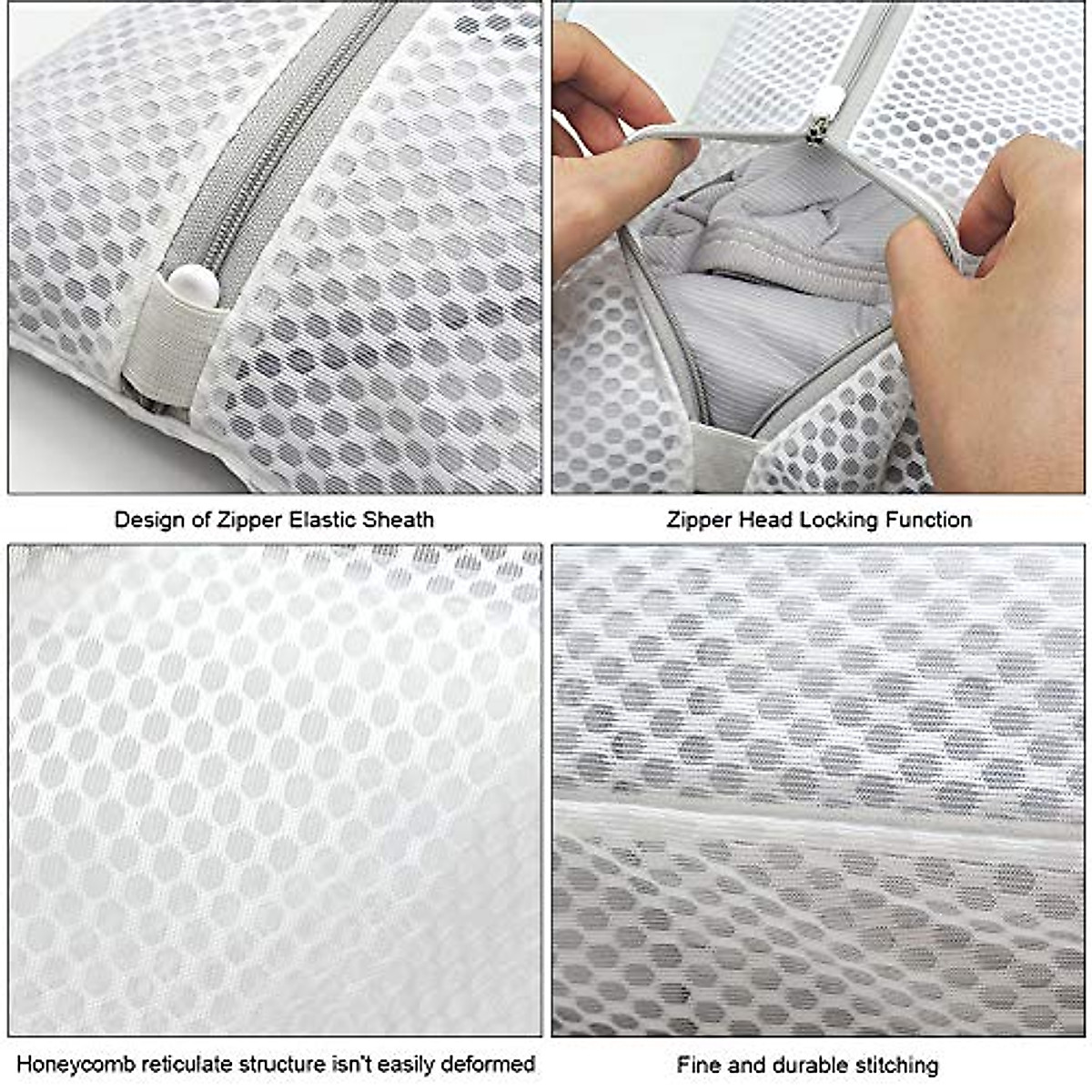 Extra Large Mesh Laundry Bag, 2 Pack Zippered Polyester Delicates Laundry Wash Bag, Washer and Dryer Safe Clothes Laundry Bag for Coat, Sweater, Bed Sheet, Window Screening