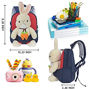 Voici et Voila Toddler Backpack Girls Sttuffed Animal Backpack Kids Preschool Backpack Kawaii Bunny Toys Preschool Cute Backpack Small Cartoon Bag for Kids 3-5 Years Old for Boys Girls