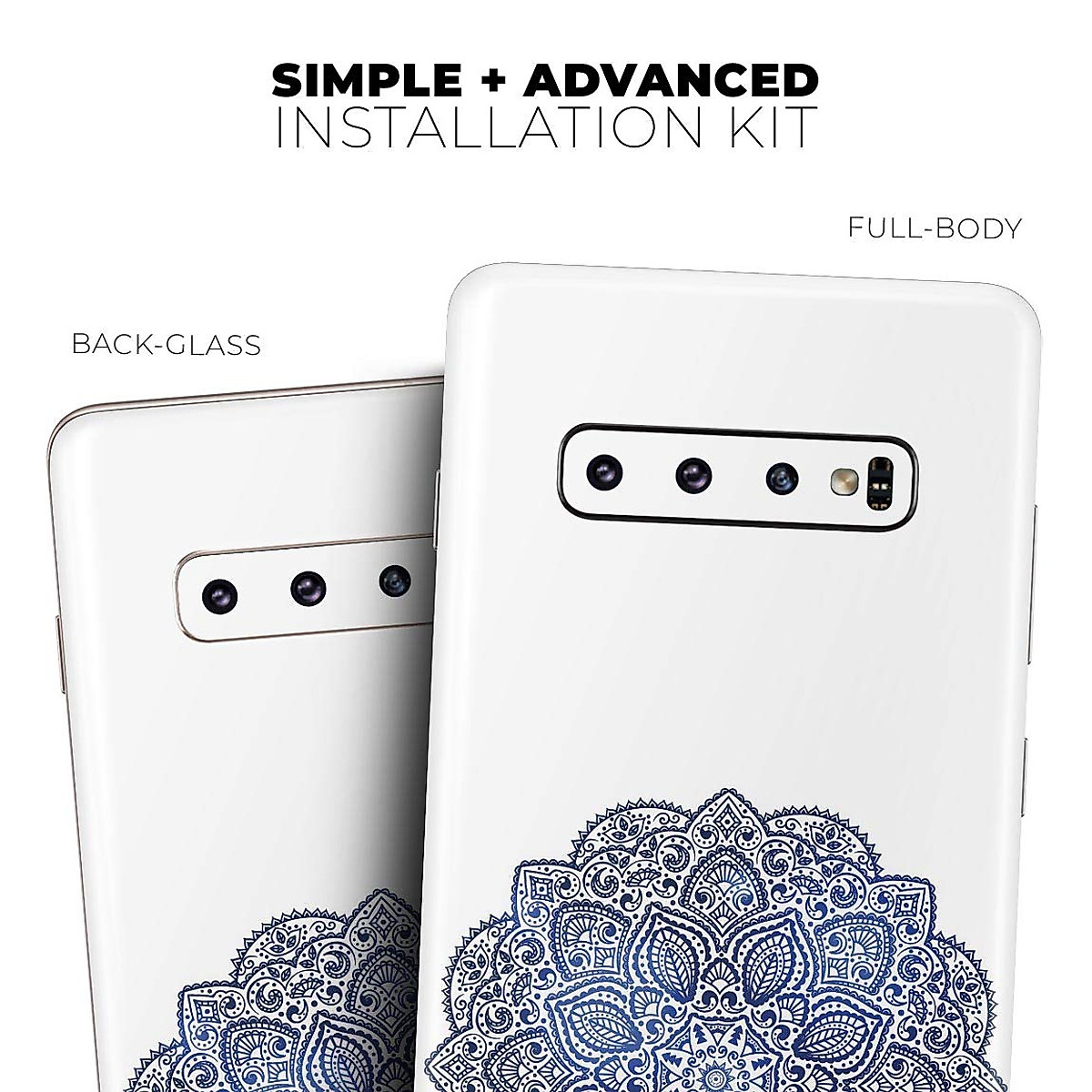 DesignSkinz Dark Blue Indian Ornament Protective Vinyl Decal Wrap Skin Cover Compatible with The Samsung Galaxy S20 (Screen Trim & Back Glass Skin)