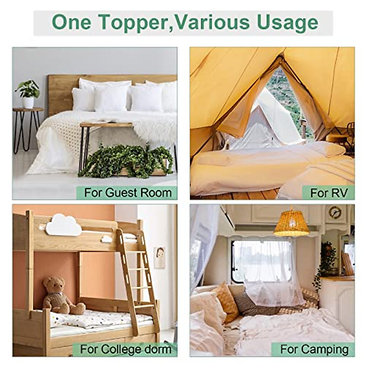 Full XL Mattress Topper, Medium Firm Memory Foam Mattress Topper with Bamboo Cover, 3-Inch Dual Layer Bed Topper Full Extra Long