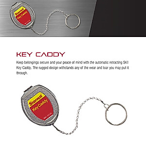 Starrett Key Caddy with 21" Stainless Steel Chain, Heavy-Duty Die-Cast Zinc Case, Large Key Ring, Retractable Design - SK1