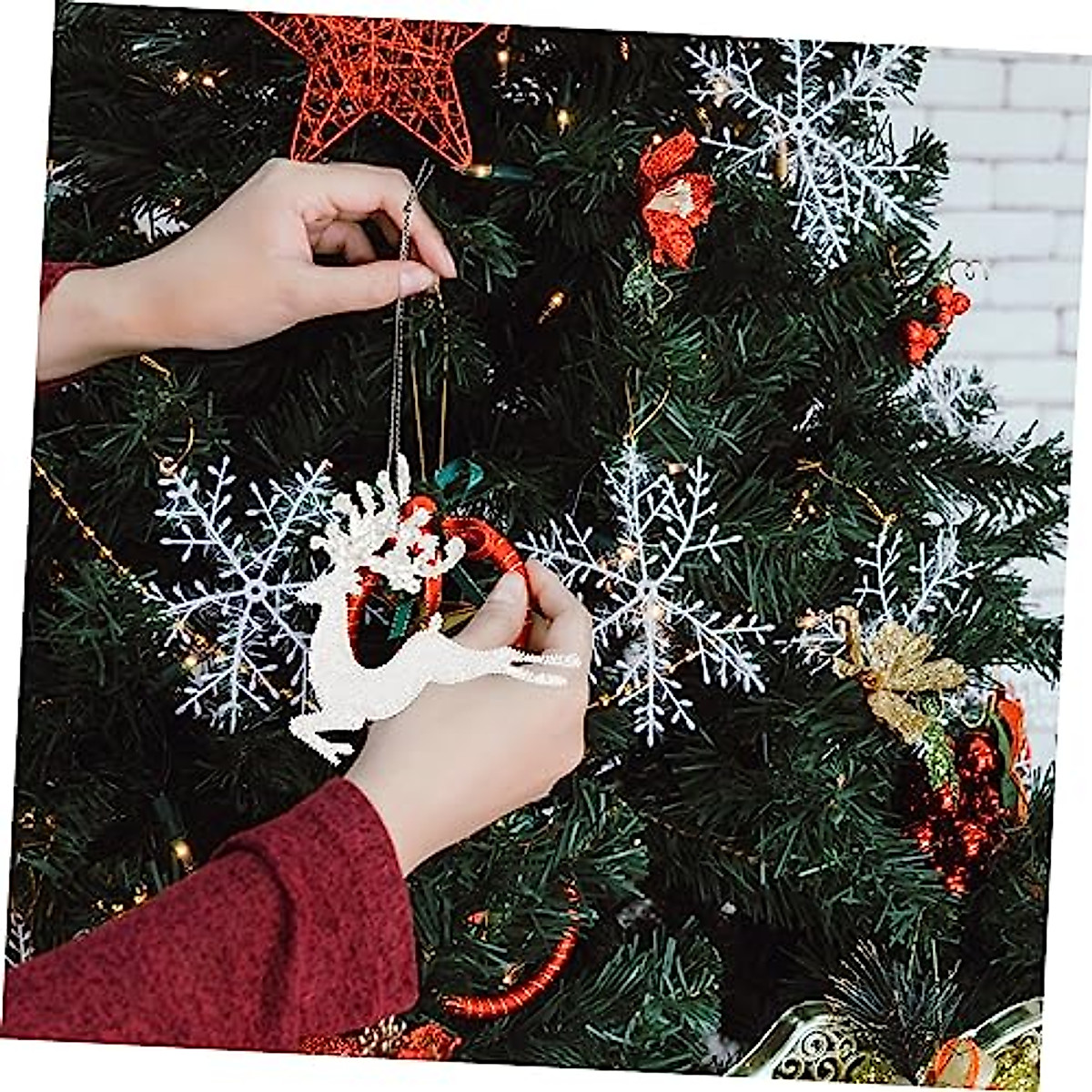 Abaodam 3pcs Deer Pendant Christmas Decor Flying Deer Ornament Acrylic Reindeer Figurine Elk Pendant Decor Elk Xmas Decor Elk Decoration Christmas Elk Pendant Acrylic Christmas Tree