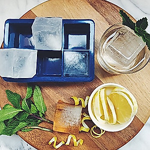 Silicone Ice Cube Tray (Set of 4) by M.Gastro Kitchens, Enough to Make 24 Extra Large Ice Cubes at One Time, Space Saving, 6 Cavity Design (Midnight Blue)