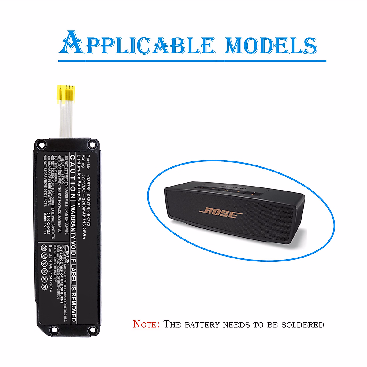 C S Replacement Battery for BO-SE Soundlink Mini 2, fits Part no 088789 088796 088772 2200mAh