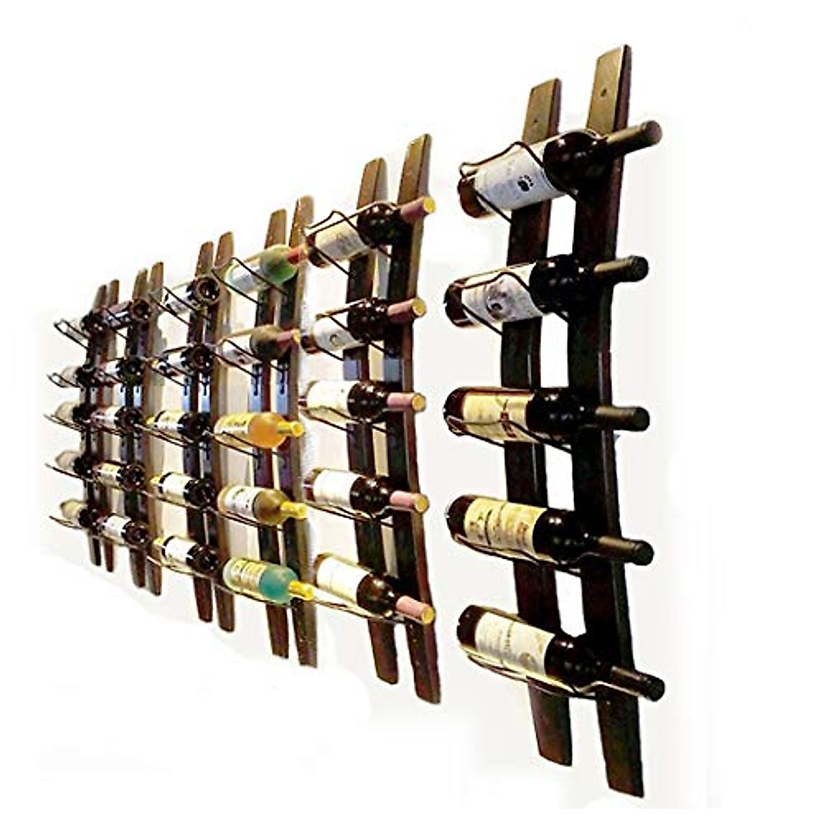 RONIXE Wall Mounted Wine Racks Rustic Barrel Stave Hanging Wine Bottle Holder Wooden Wall-Mounted Wine Rack Wine Shalf for Home Bar…