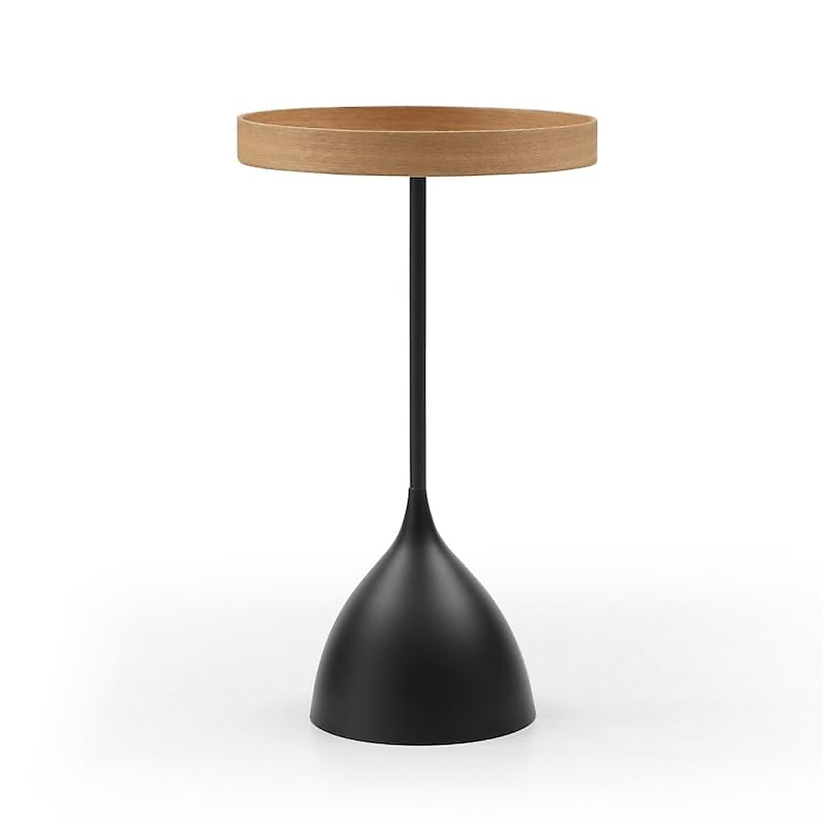 Round Pedestal Side Table | Ash Veneer Top | End Table | Night Stand | Plant Stand | Modern | Mid Century | Living Room
