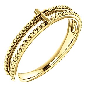 Eliana and Eli 14K Yellow Gold Milgrain Stackable Cross Ring- Inspirational Christian Faith, Love, Hope Jewelry- Wedding Engagement Promise Band - Ring Size 4-9 (9)