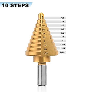 Luckyweld Step Drill bit Set 1/4” to 1-3/8”, Multifunction Triangle Handle Drilling Step Bit Set for Metal and Wood