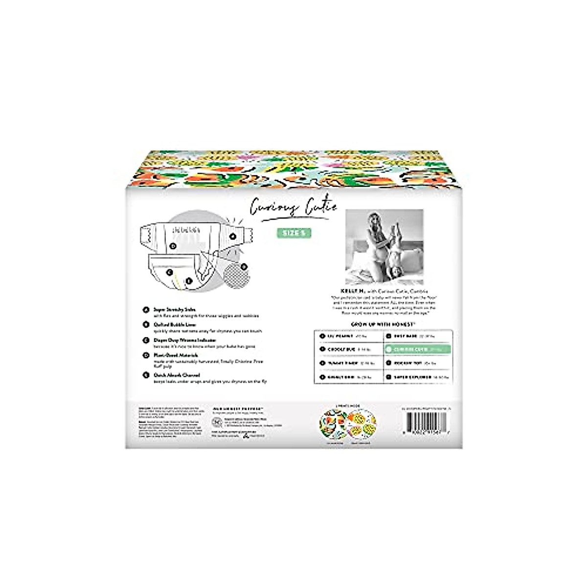 Honest Club Box Clean Conscious Diapers Summer - Fruity Patootie + Lil Monstera, Size 5, 50 Count