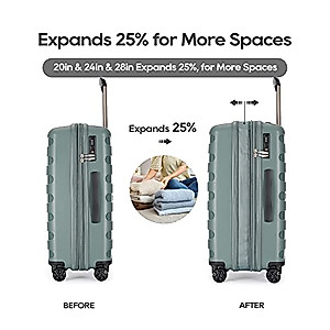 GinzaTravel 3-piece sets luggage with scratch-resistant PP material, expandable（all 20 24 28 Super light, large-capacity double seal suitcase