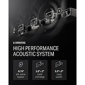 Donner Soundbars for TV, Dolby Atmos Surround Sound Home Audio Speakers with Bluetooth 5.3 and Equalizer Editor, TV HDMI Input, Stereo Home Theater with Built-in Woofers, DHT-S300