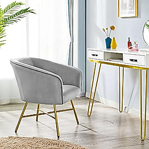 Yaheetech Accent Chair Armchair Living Room Chair Upholstered Barrel Chair Velvet Comfy Lounge Chair Sofa Side Chair for Living Room Bedroom Dining Room Office Grey