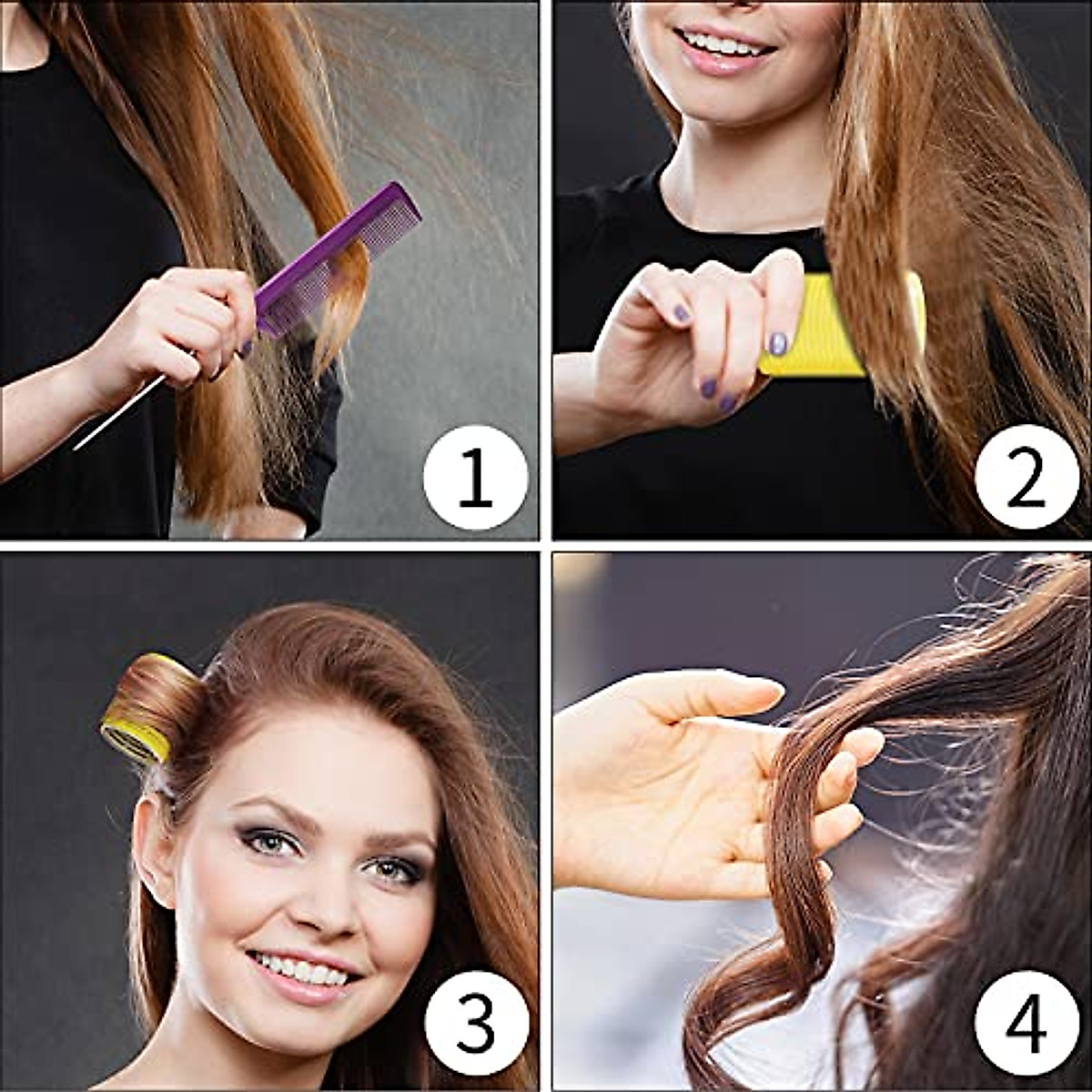 36 Pack Self Grip Hair Rollers Set - Salon Dressing Curlers for Long Hair, No Heat Jumbo, Large and Medium Rollers With Clips & Comb