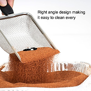 Petpetzone 2PCS Reptile Sand Sifter Stainless Steel Terrarium Substrate Cleaner for Bearded Dragon Tank Accessories Scoopers