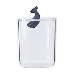 UPSTORE 1PK Transparent Acrylic Round Make up Container with Whales Lid Swabs Holder Apothecary Jars Bathroom Jar Plastic Clear Double Compartment Organizer Rounds Organizer Storage Display