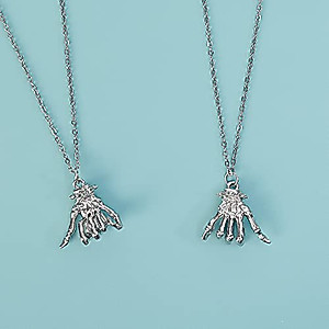 noveltyera Pinky Promise Matching Couple Necklaces Best Friend Necklaces 2 Pieces for Boyfriend Girlfriend Jewelry Gift (Skeleton Hands)