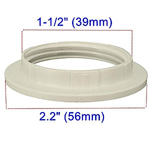 EFINEHOME Efine 6 Pack Socket Screw Bulbs Edison Retro Pendant Lamp Holder Trap Black Twist and Lock E26 E27 Socket Replacement Ring(White)